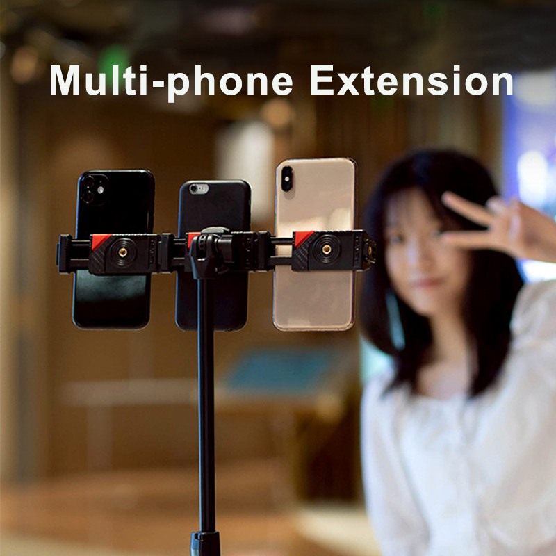 Lightdow Tripod Phone Holder with Safe Automatic Phone Clamp, Camera Cold Shoe and Phone Stand ...