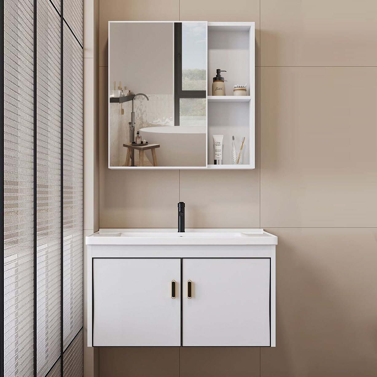 Aluminum Bathroom Cabinet With Mirror Wall Bathroom Sink With Cabinet ...