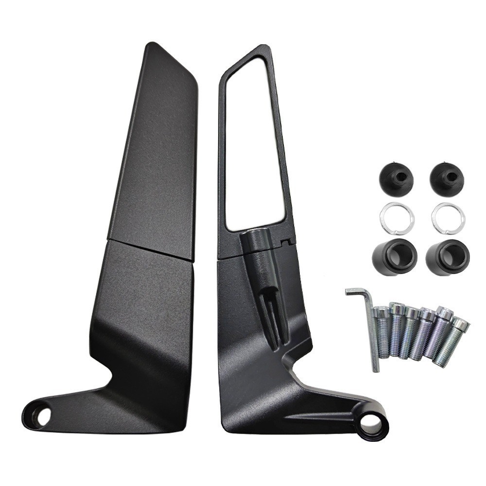 Universal Motorcycle Side Mirror Rearview Mirrors Wind Wing Rotating ...