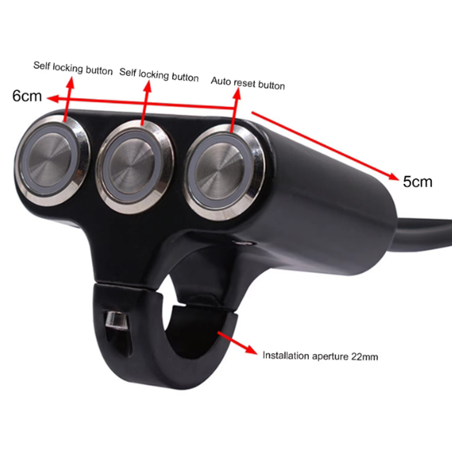 Motorcycle Mini Driving Light Switches 7/8"22mm Handlebar Mount Switch ...