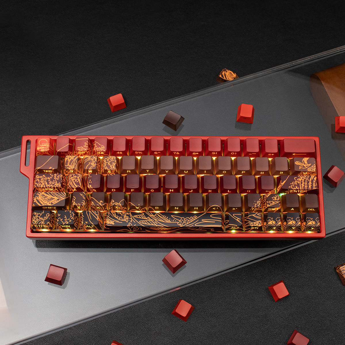 Ukiyo-E Japanese Style Keycaps PBT double Shot Cherry profile Side ...
