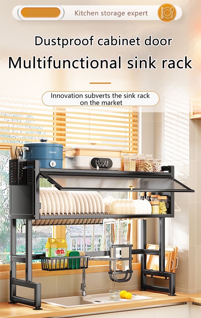 Dish Rack With Cover Feelyo Kitchen Dish Rack Rack Stainless Dish ...