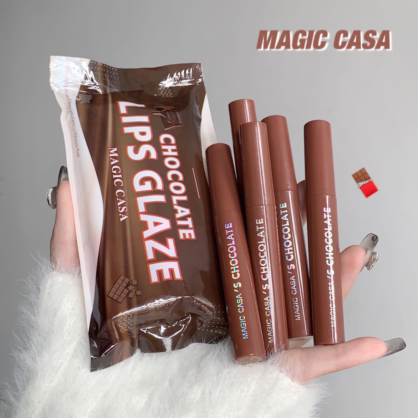 MAGIC CASA Chocolate Five-piece Lip Glaze Set, Matte Finish, Non ...