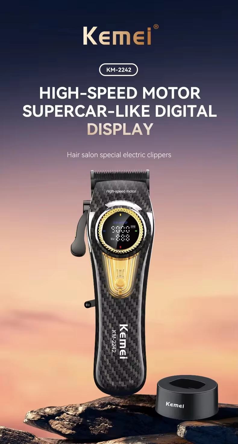 Kemei KM-2242 Professional Cordless Hair Clipper Barber Lithium Battery Adjustable trimmer ...