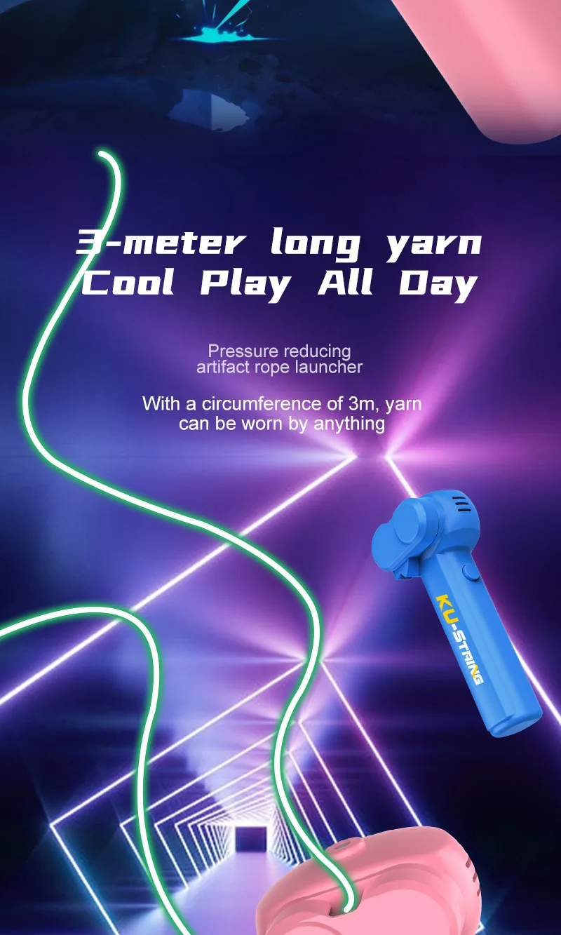 String Rope Glow in The Dark Rope Launcher Toy Portable Rope Launcher ...