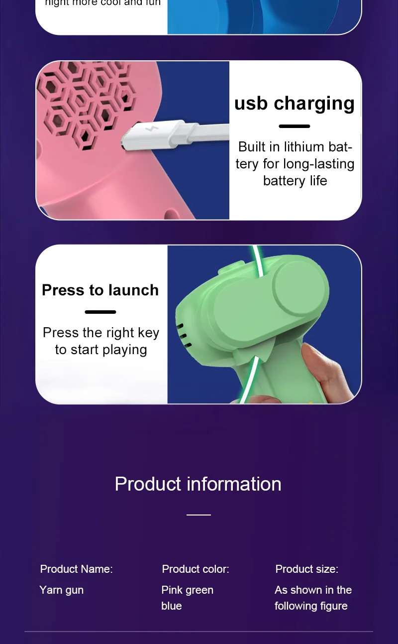 String Rope Glow in The Dark Rope Launcher Toy Portable Rope Launcher ...