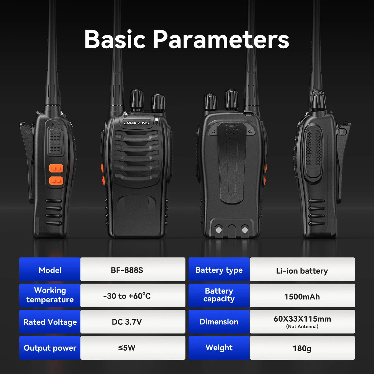 Baofeng BF 888S Walkie Talkie 2PCS Intercom Long Range Portable Two Way Intercom UHF 400-470 MHz ...