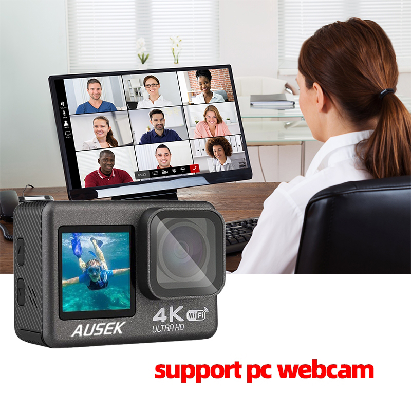 Orig AUSEK S60 AT-S60ER Action Camera 4K 60FPS 20MP 2.0 Touch LCD 4X EIS Dual Screen 30M ...