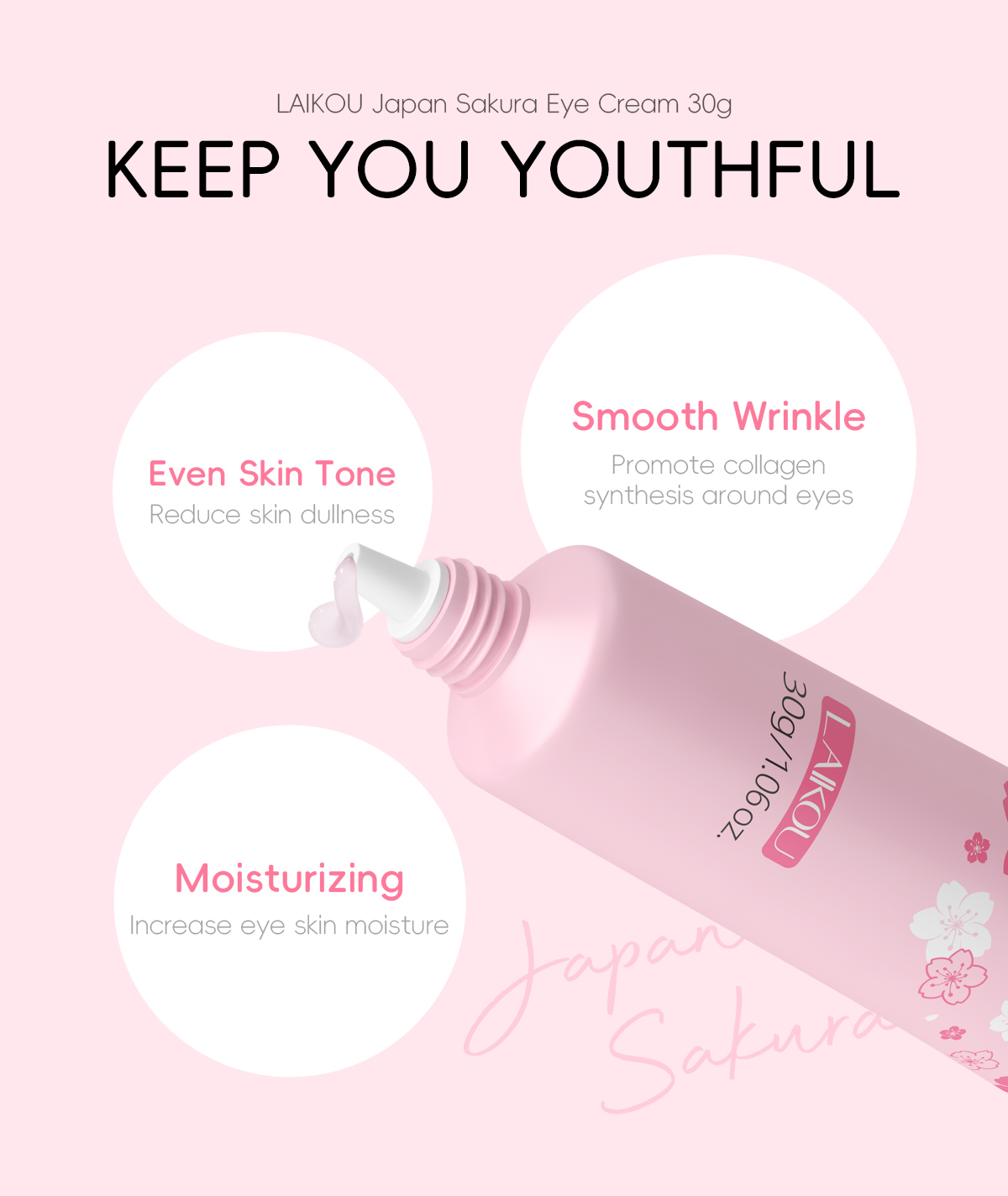 LAIKOU Japan Sakura Eye Cream Remove Wrinkle Anti-aging Tighten Eye ...