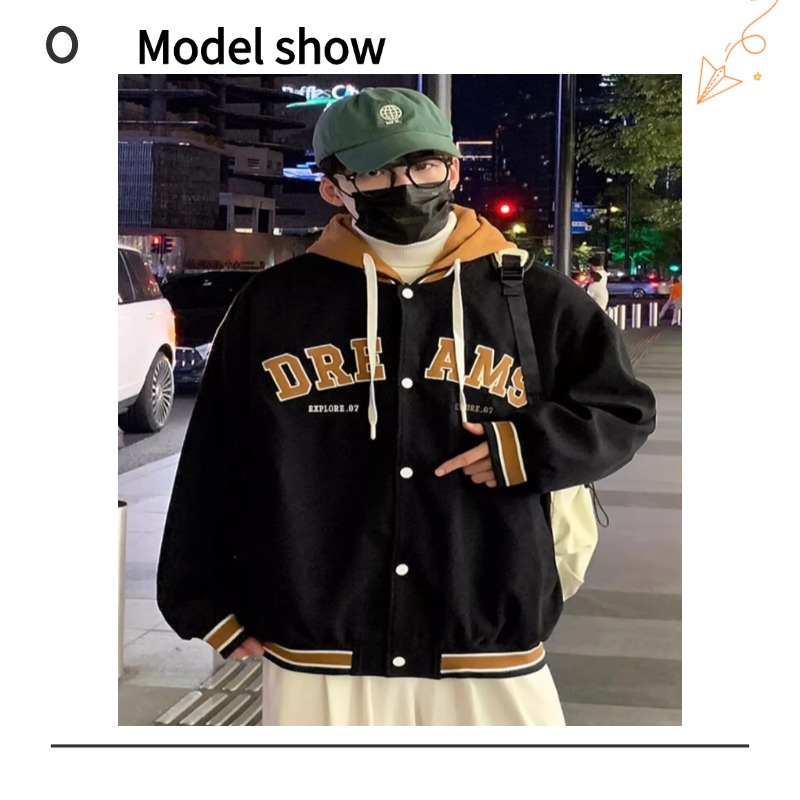 American Fashion Fake Two Piece Hooded Coat High Quality Versatile ...