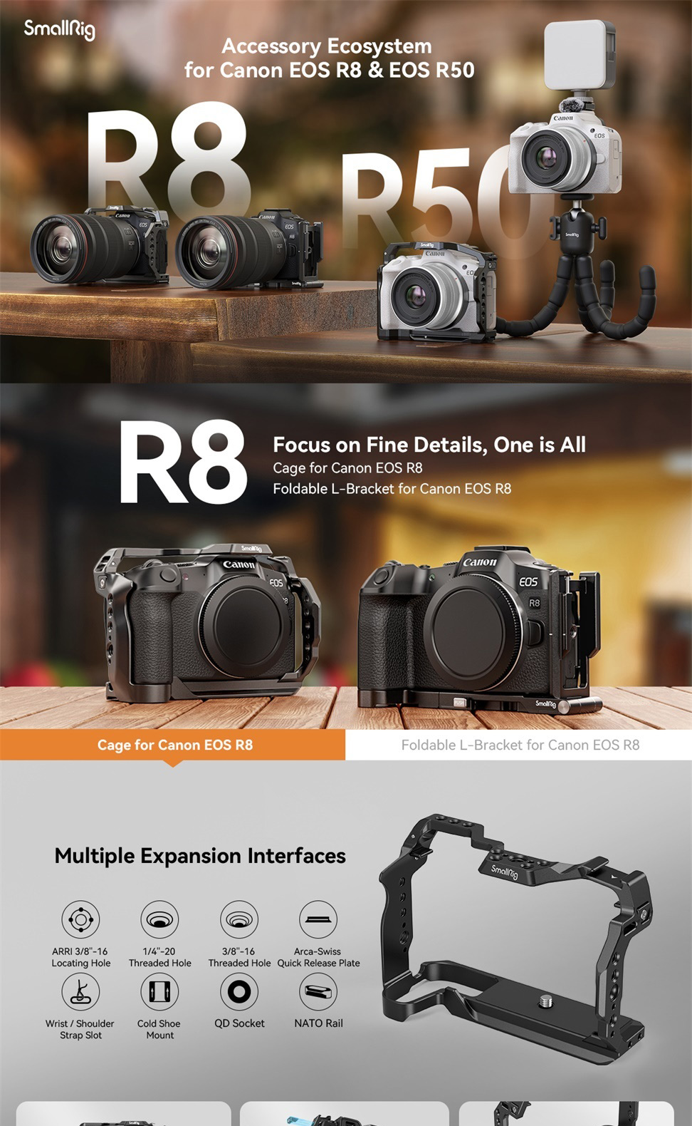 SmallRig Canon EOS R8/R50 Accessories—Cage/L-Bracket/Vlogging Tripod | Shopee Philippines