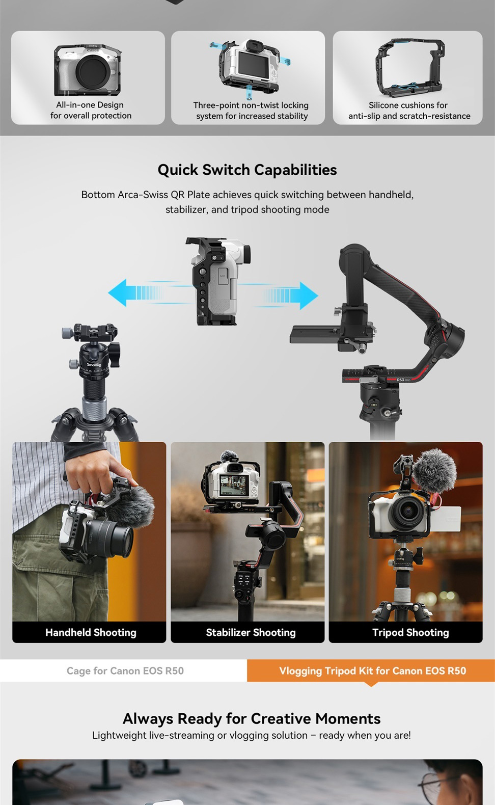 SmallRig Canon EOS R8/R50 Accessories—Cage/L-Bracket/Vlogging Tripod ...