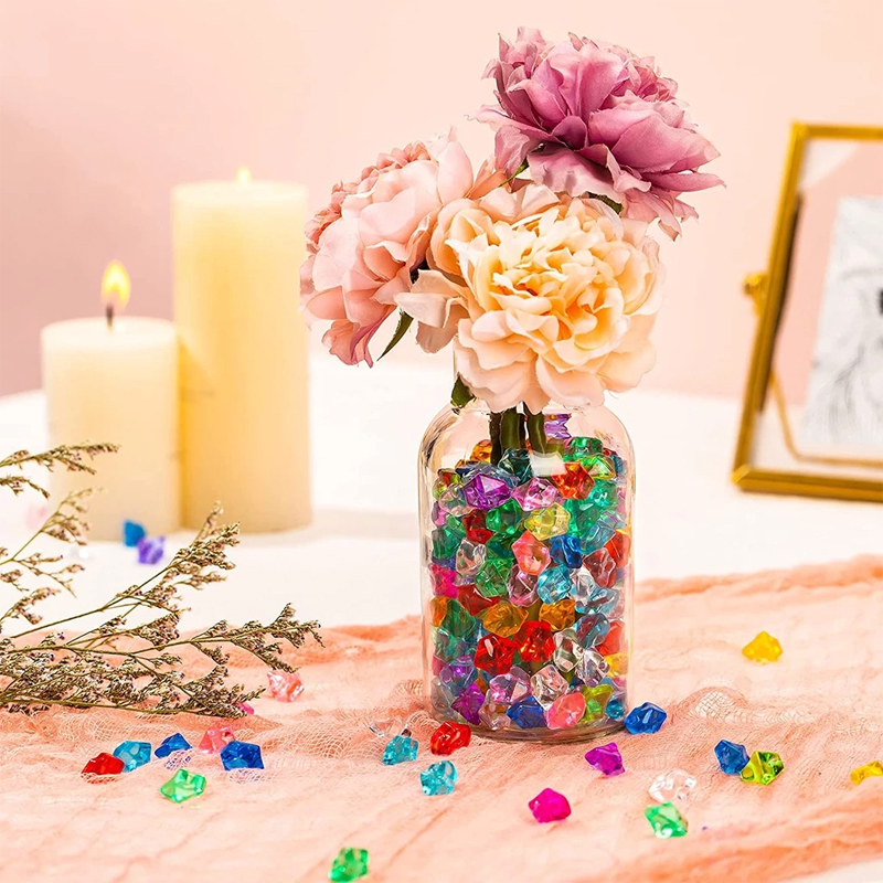 100/200/500Pcs Acrylic Color Crystal Fake Gems Stone Ice Rocks Pebbles ...