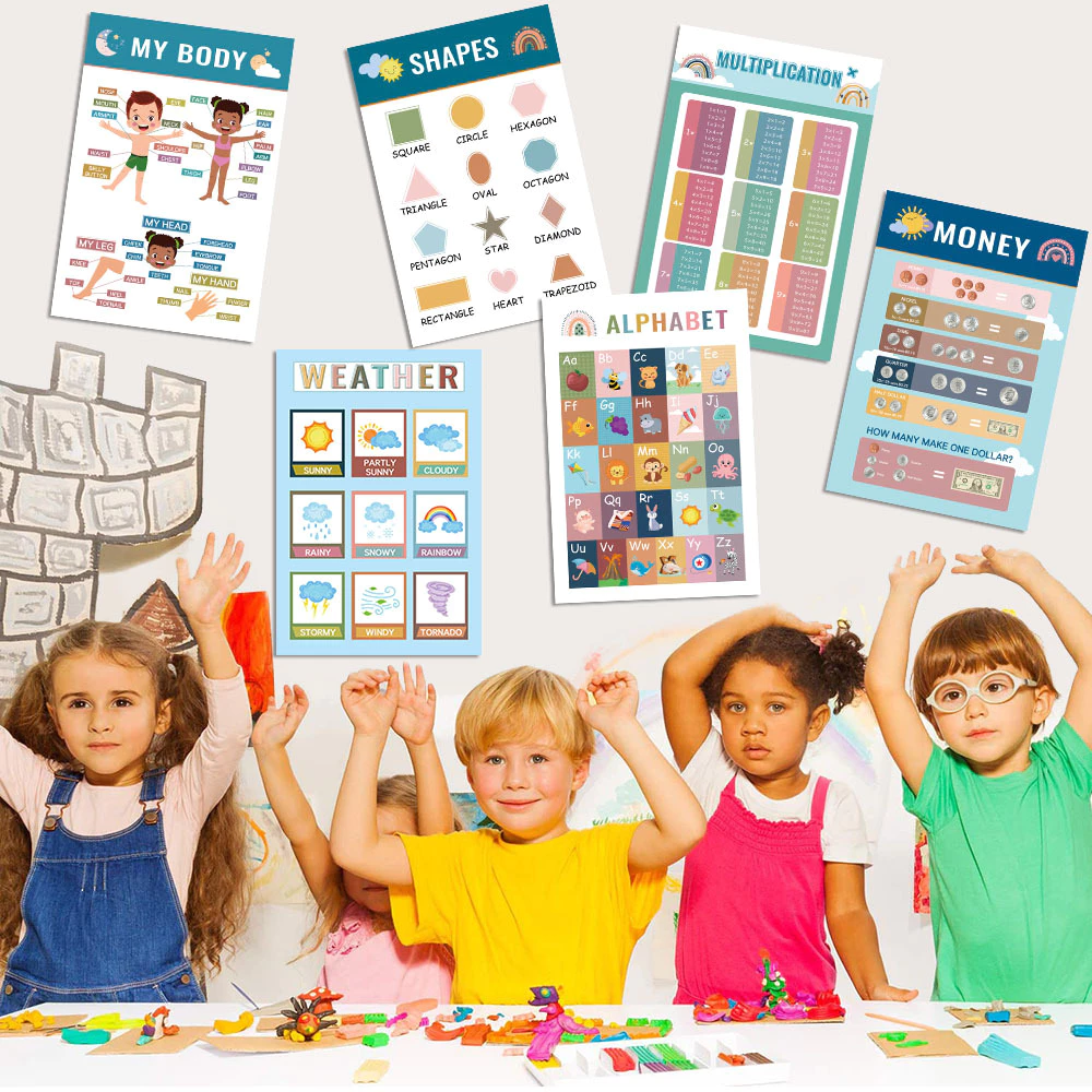 16pcs educational preschool posters charts for preschoolers toddlers ...