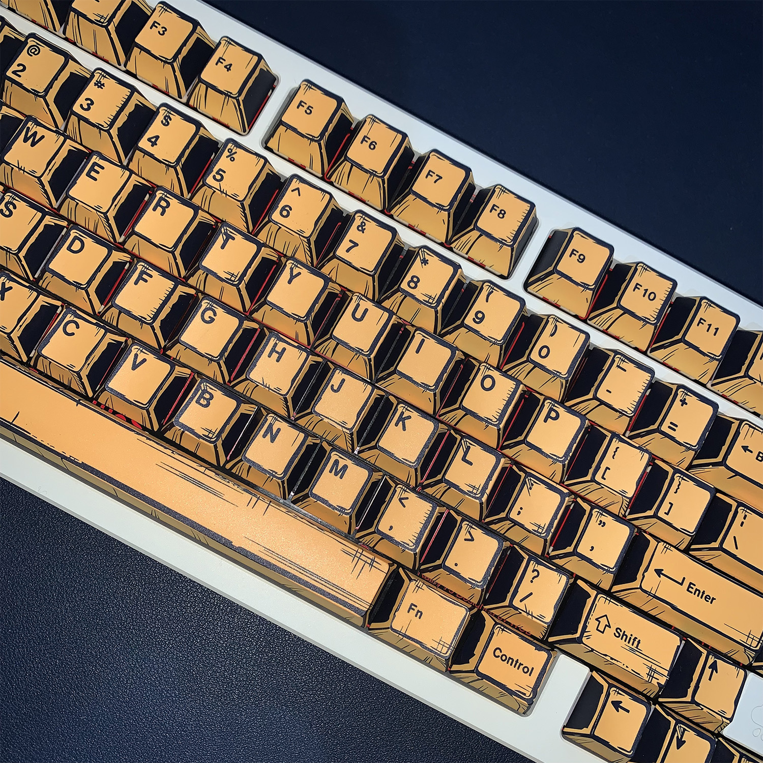 Comic Yellow Keycaps PBT Dye-sub Cherry Profile Keycap Custom Keycaps ...