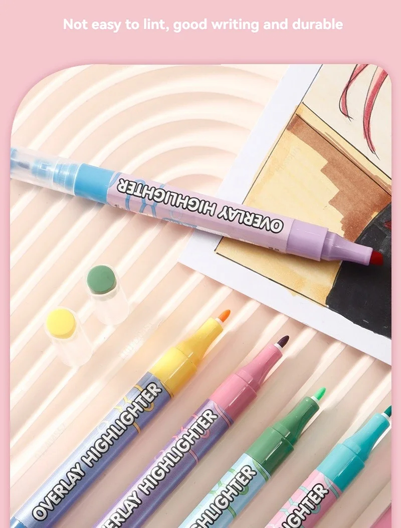 8pcs Overlay Colors Highlighter Pens Set Dual-side Stackable Magic ...