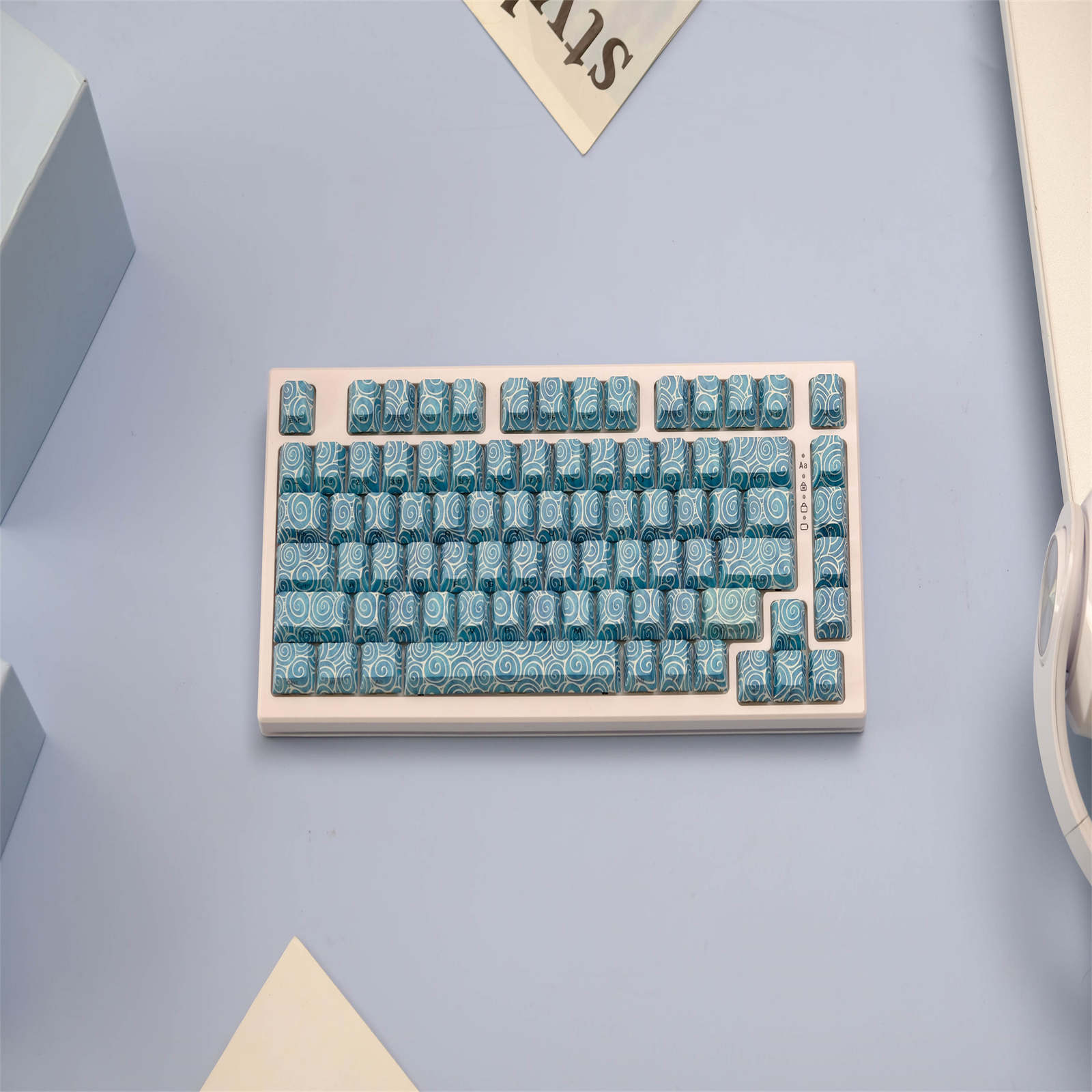 Blue Swirl Side light transmission Keycap 136 Keys PBT Material Cherry ...