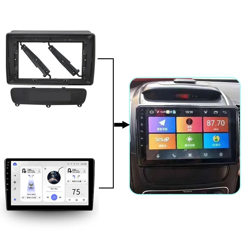 9 Inch Android Player frame 2DIN Head Car Radio Dash Frame Panel For ...