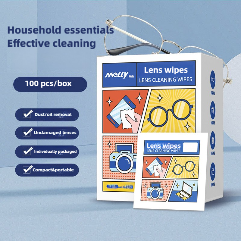 100 Pcs Disposable Eyeglasses Lens Cleaning Cloth Remove Dust ...