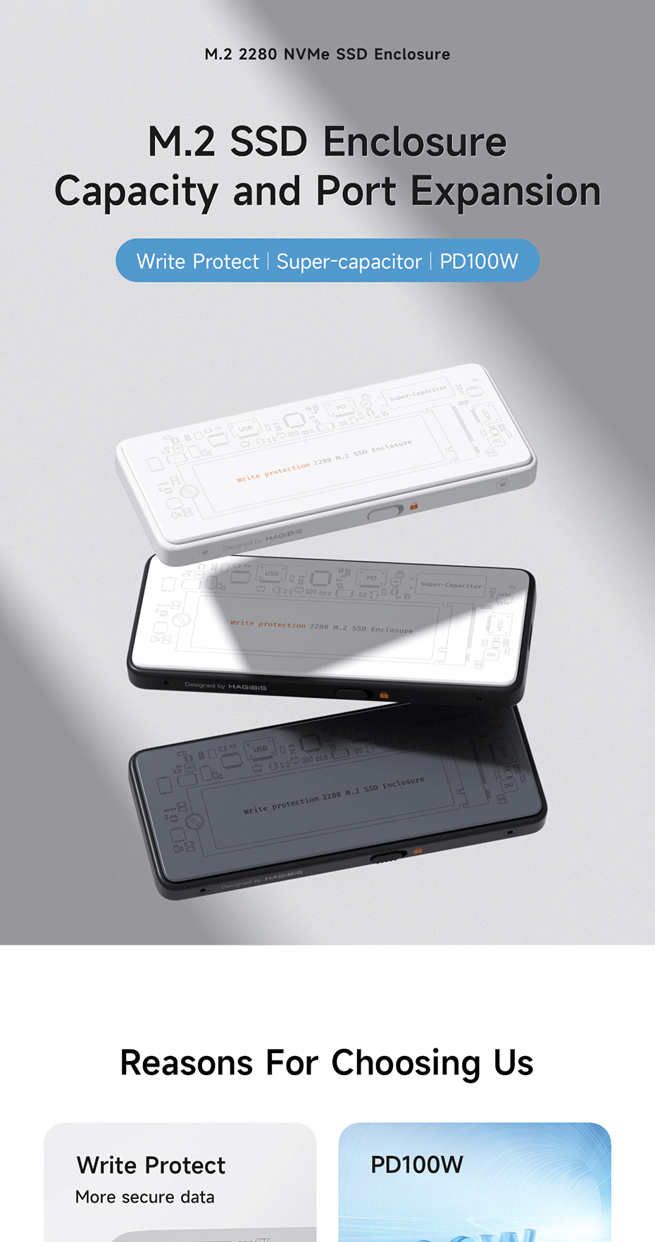 Hagibis M.2 NVMe SSD Enclosure Write Protect USB C 3.2 Gen2 10Gbps to M ...