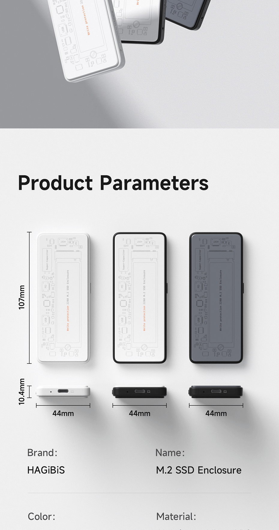 Hagibis M.2 NVMe SSD Enclosure Write Protect USB C 3.2 Gen2 10Gbps to M ...