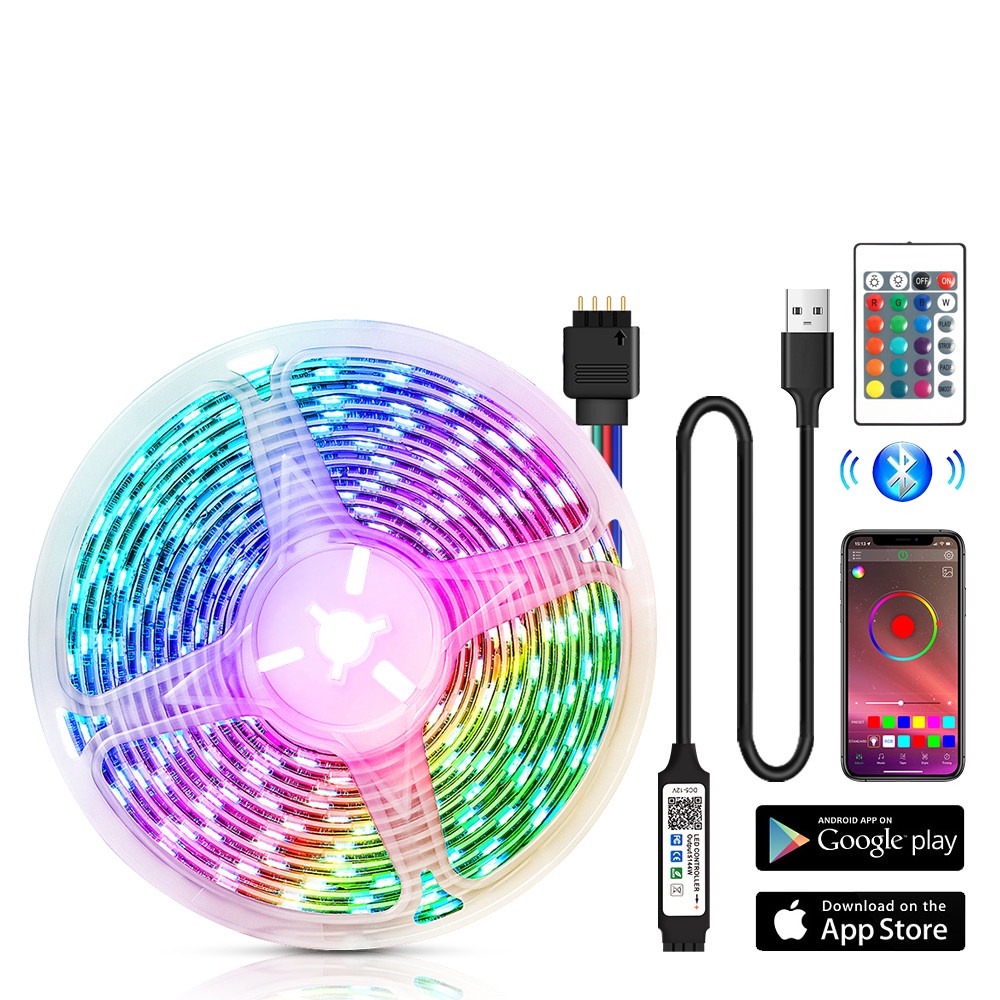 LED USB strip light RGB strip light with RGB strip light mobile APP 16 color warming LED remote ...