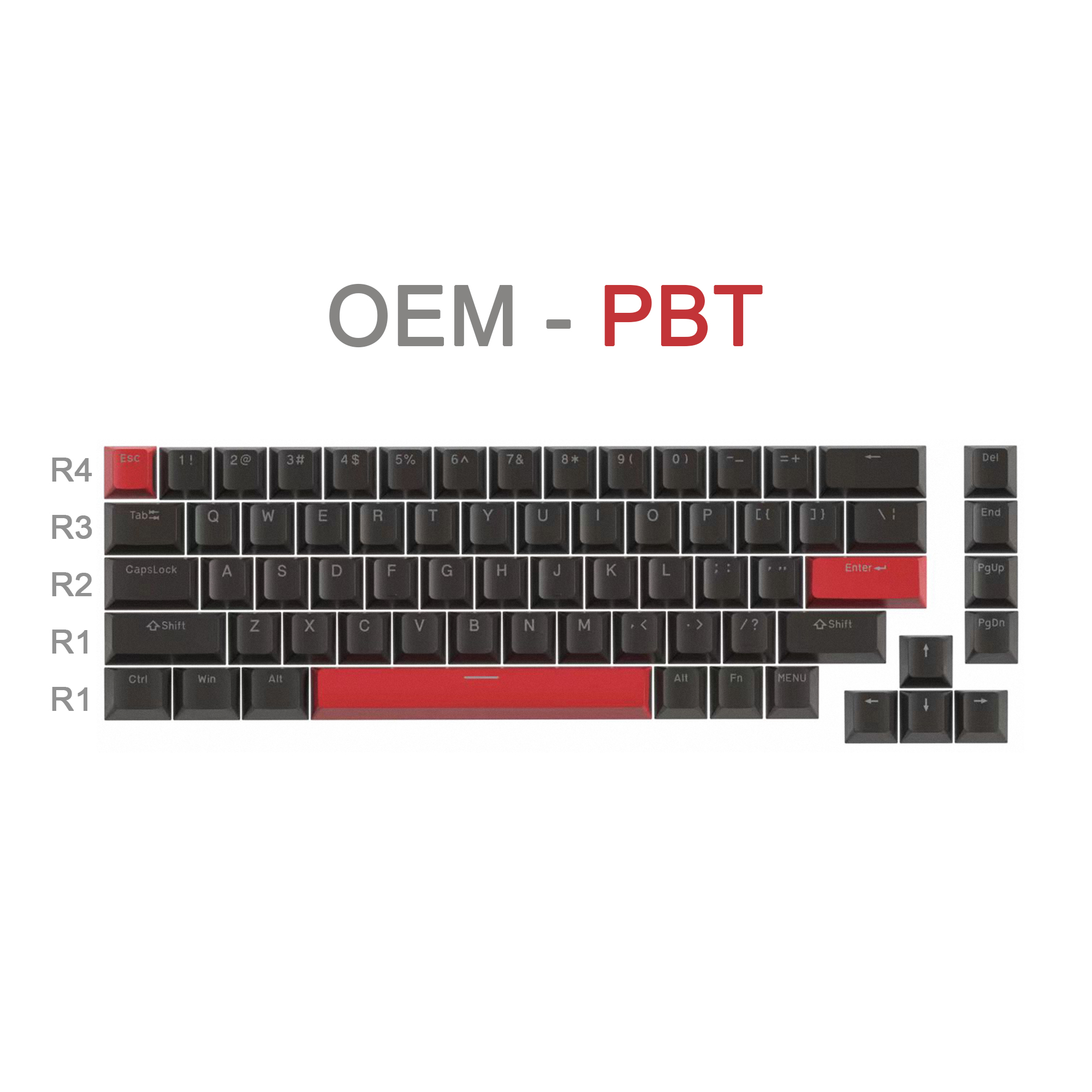 DrunkDeer G65 PBT Keycap Set - Cherry/OEM 68 Keys for 65% ANSI Layout Mechanical Keyboard ...