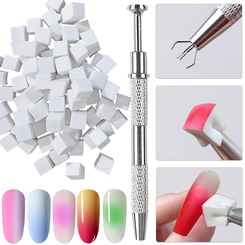 50Pcs White Soft Sponges Gradient Coloring Nail Sponge Grippers Mini ...