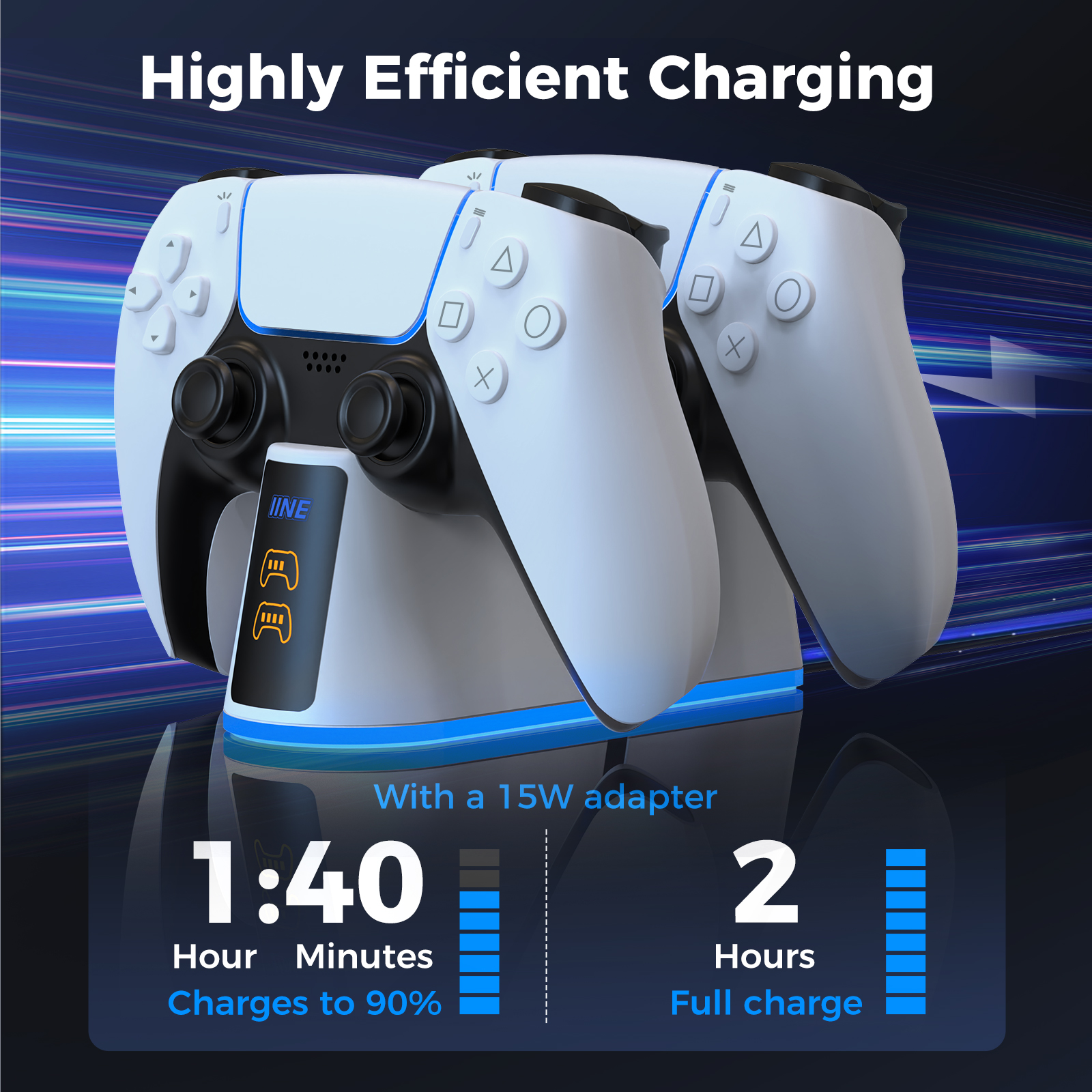 Iine Ps5 Controller Dual Charging Dock With Displayable Battery Level