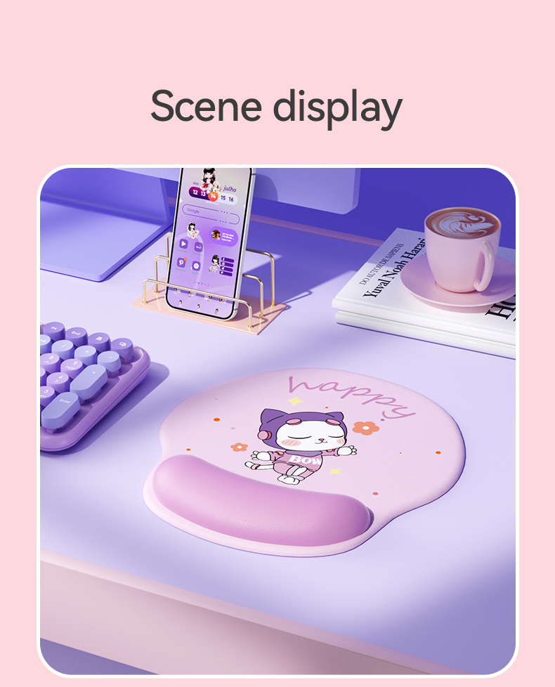 BOW Colorful Mousepad Cute Pink Green Purple Mouse Pad with Wrist ...