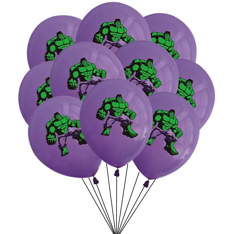 10Pcs Avengers Hulk Theme Latex Balloons Air Globos Boys Birthday Party ...