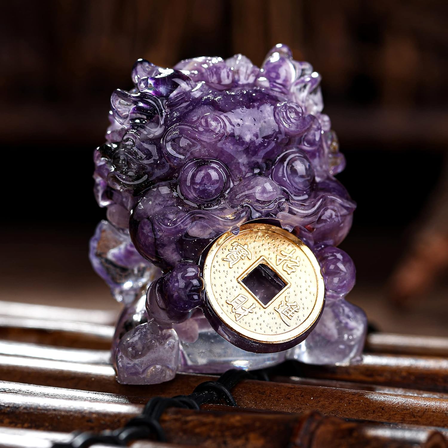 Crystal Gold Swallowing Beast Figurine Pixiu Piyao Statue Cute ...
