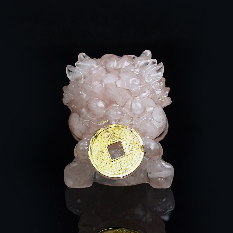 Crystal Gold Swallowing Beast Figurine Pixiu Piyao Statue Cute ...