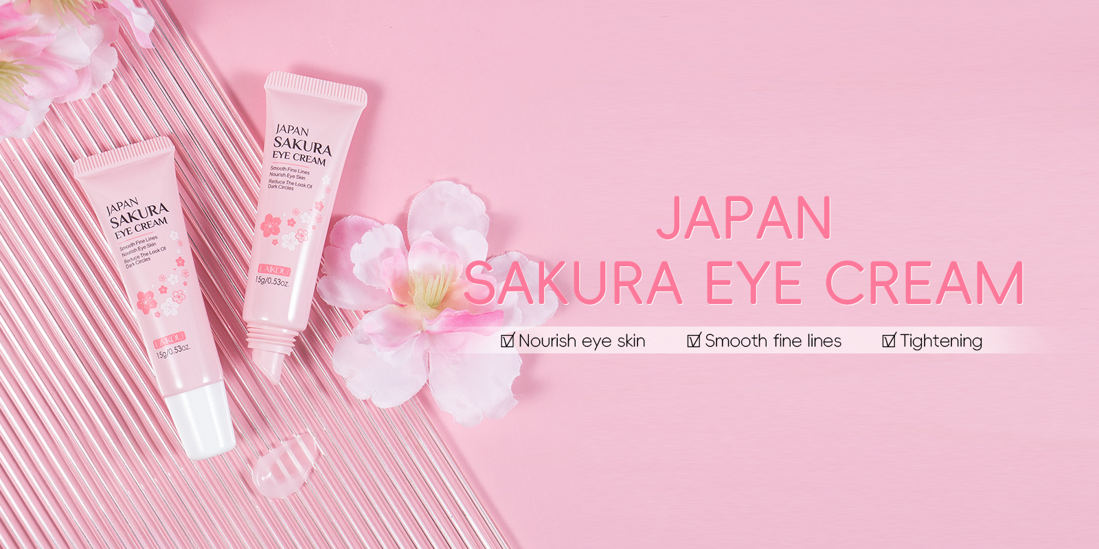 LAIKOU FDA Sakura Anti-Wrinkle Eye Cream Remove Dark Circles Fine Lines ...