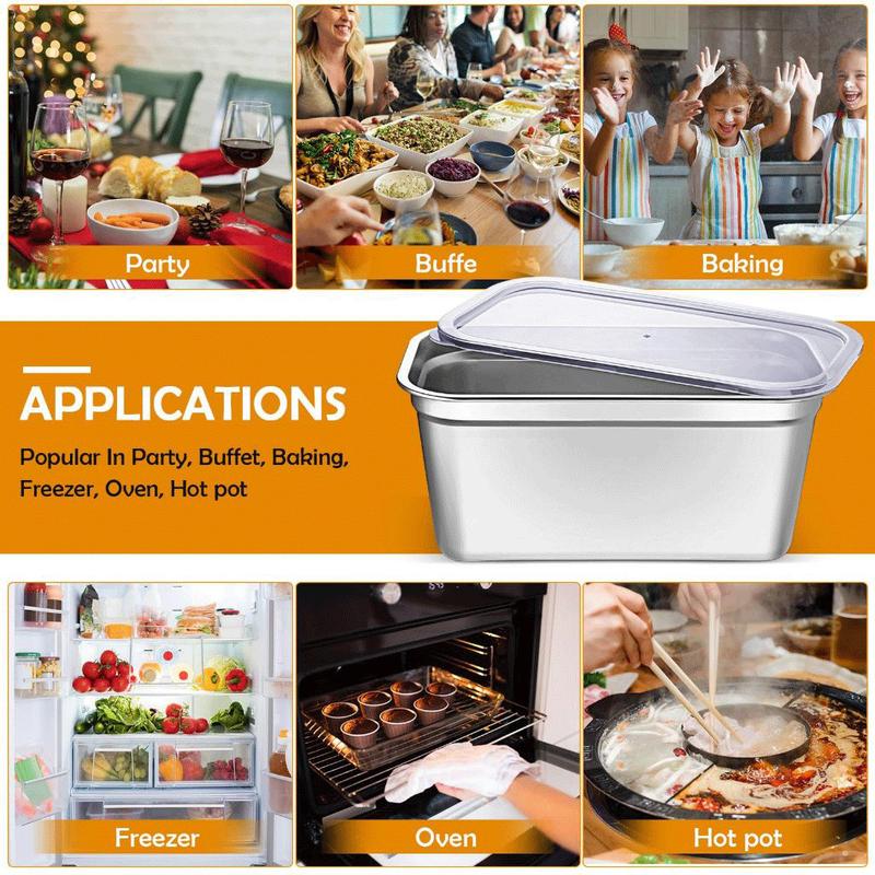 304 Stainless Steel Box Kitchen Storage Box Fresh-keeping Box with Lid ...