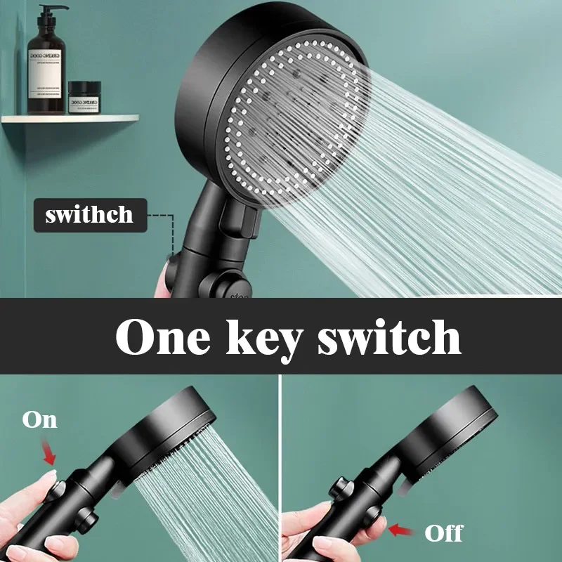3 in 1 Shower Head With Hose Set Black High Pressure Bathroom Shower ...
