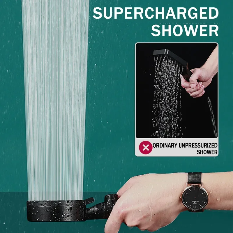 3 in 1 Shower Head With Hose Set Black High Pressure Bathroom Shower ...