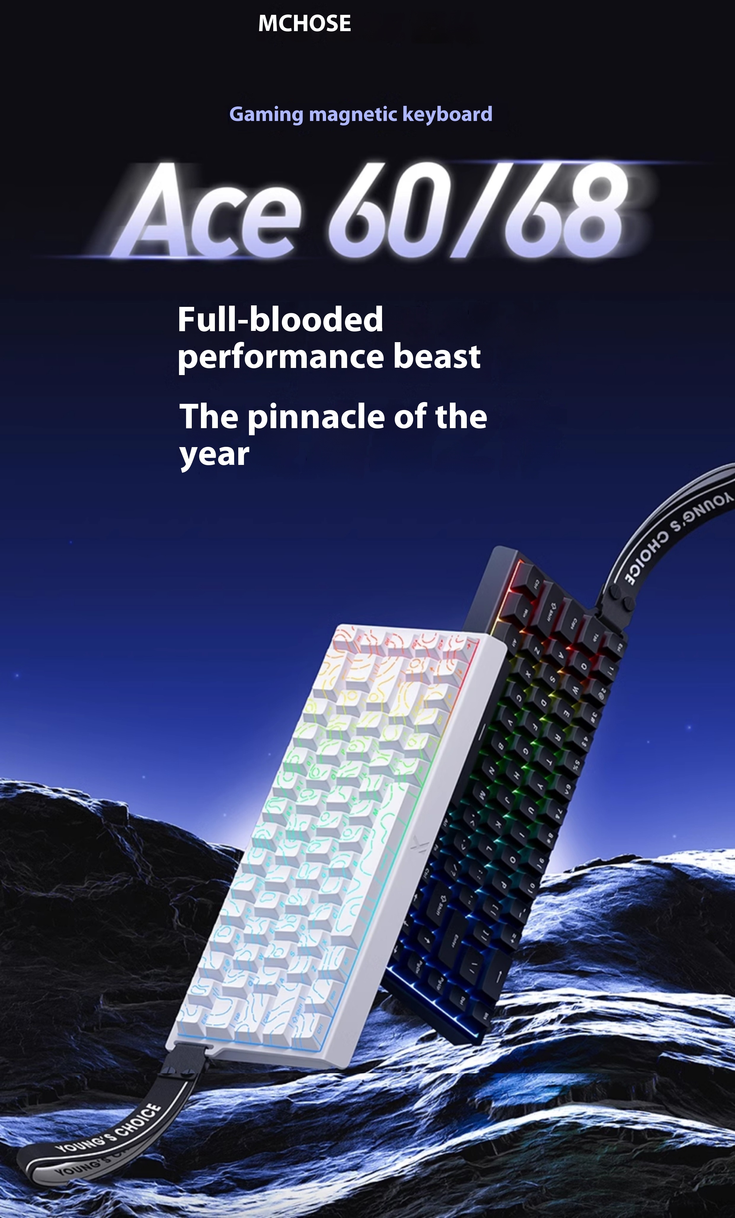 MCHOSE Ace68 Magnetic Mechanical Keyboard 65% Hot swappable RGB 0.01ms Ultra Low Latency RT0.01 ...