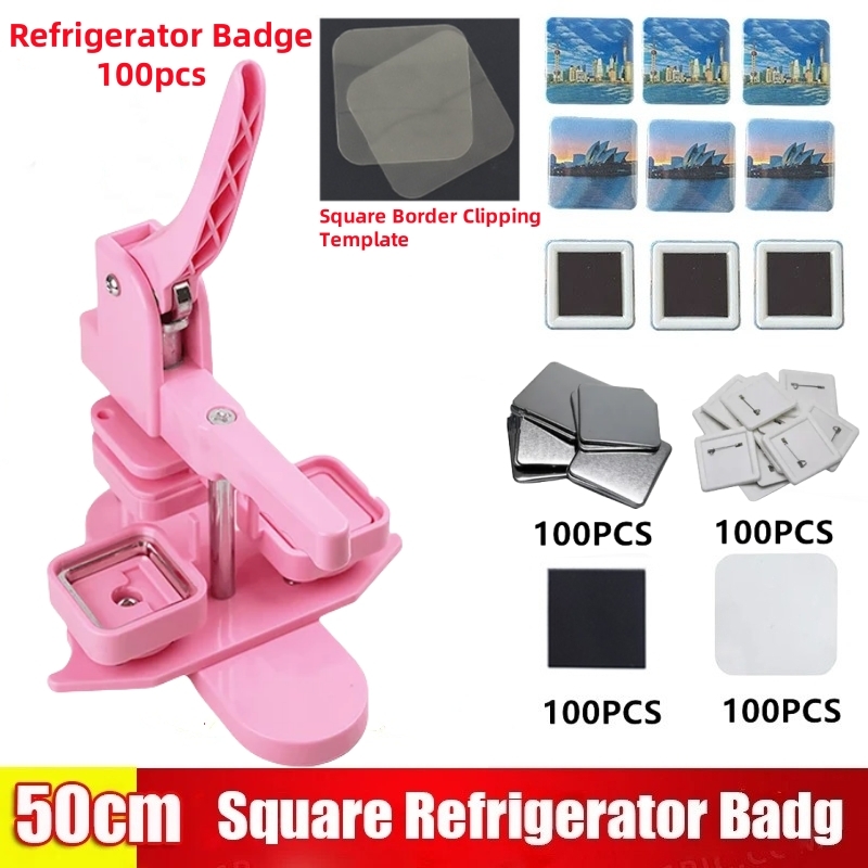 50x50mm Square Refrigerator Badge Machine with 100set Magnets Supplies ...