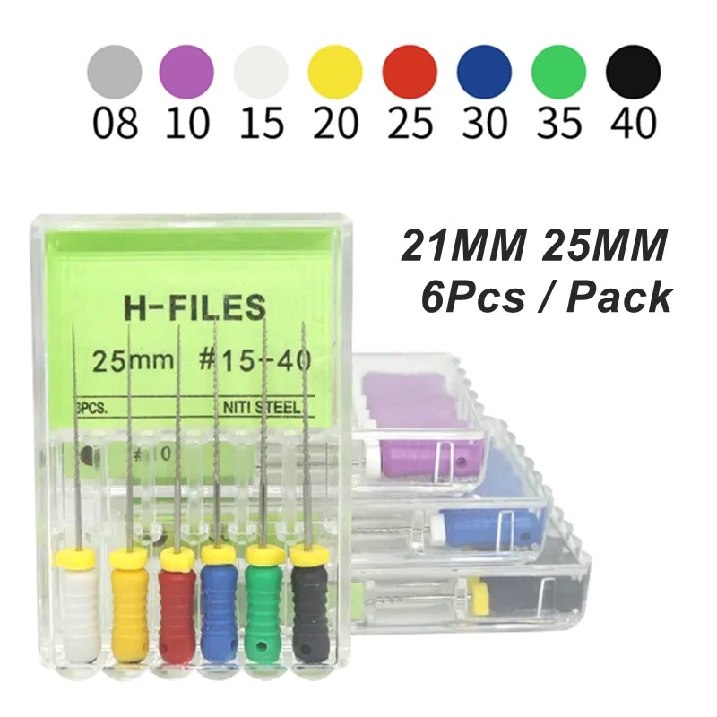 NICEDEN Dental endo files H Files 6pcs/pack 21/25mm Dental Endodontics ...