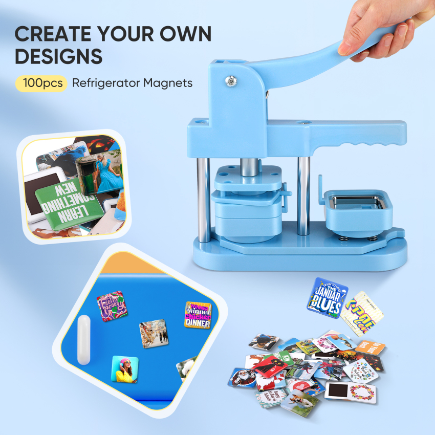 50x50mm Square Refrigerator Badge Machine with 100set Magnets Supplies ...