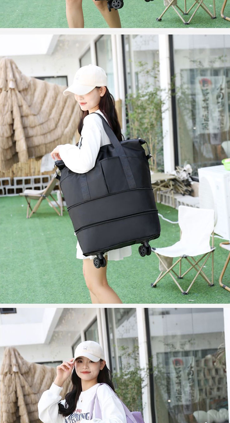 Stretchable Travel Bag With Wheels 3-layer Carry Luggage Weekender Bag ...