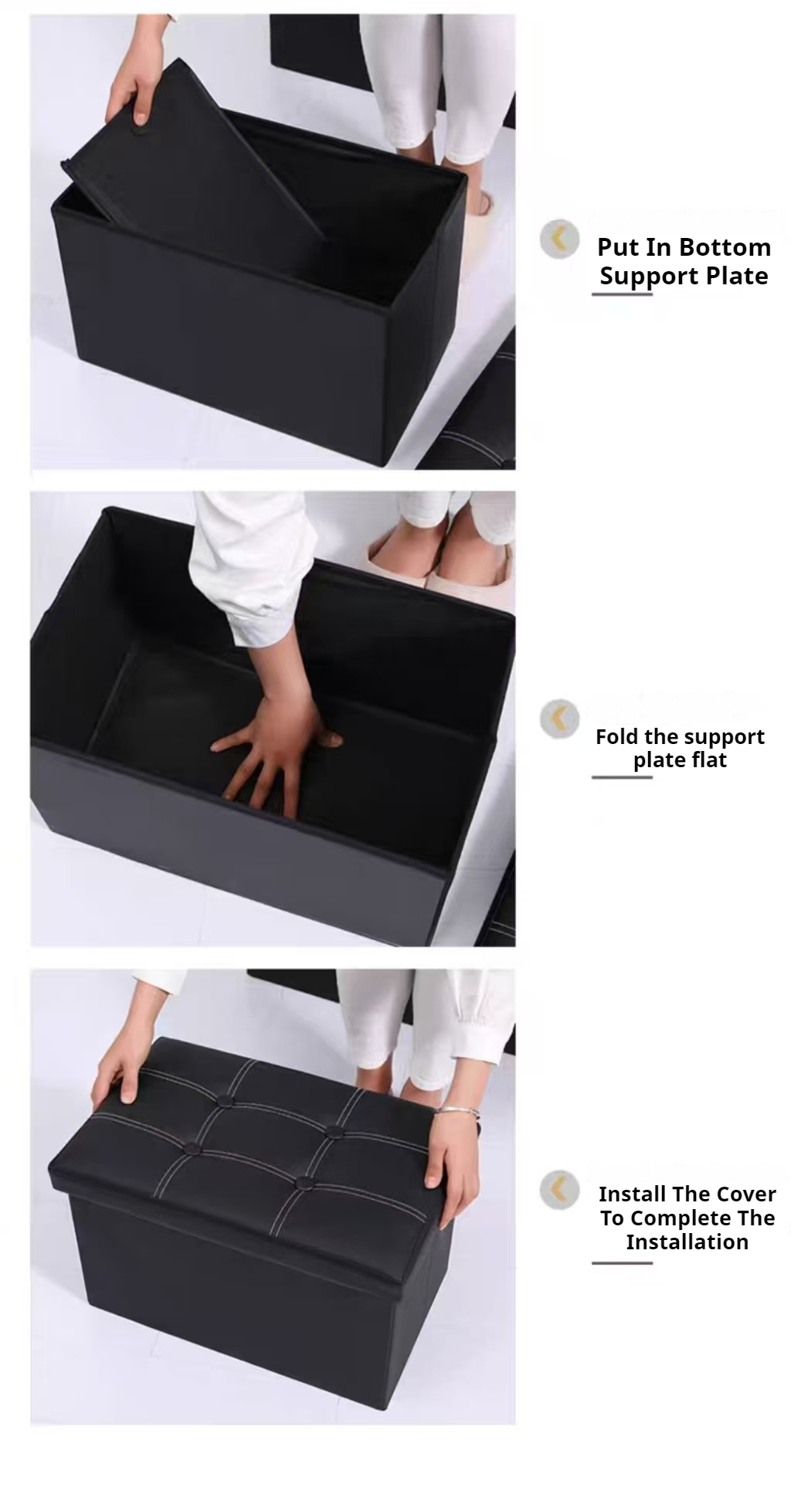 HAPPYFY 110L Ottoman Sofa Storage Box Foldable Stool Storage Chair ...