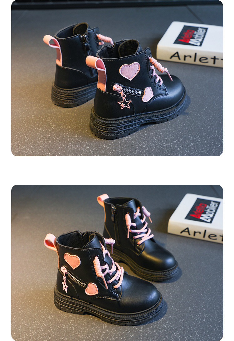 NINI Fashion Martin Boots for Girls Korean Black School Shoes for Kids ...