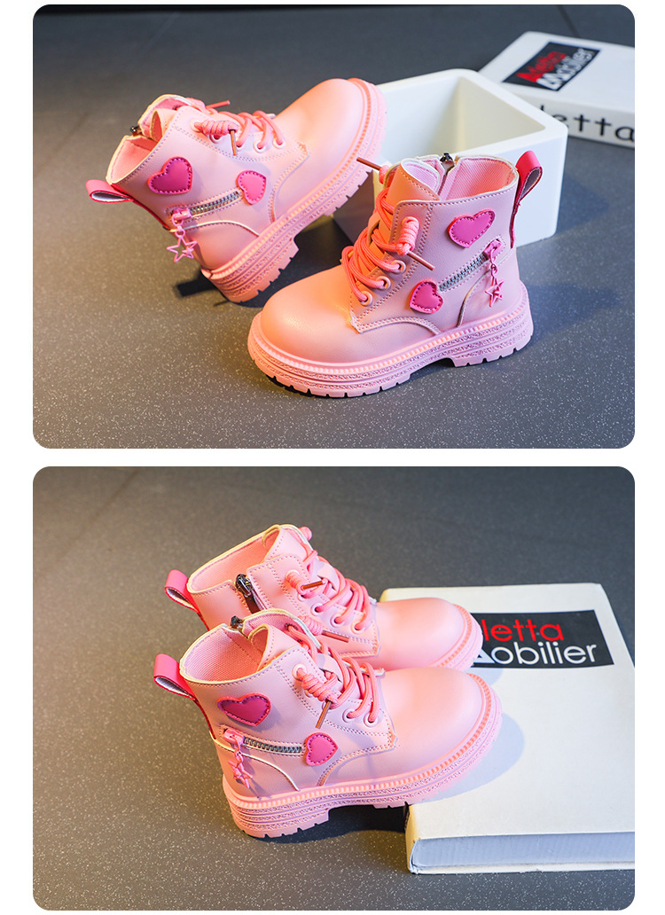 NINI Fashion Martin Boots for Girls Korean Black School Shoes for Kids ...