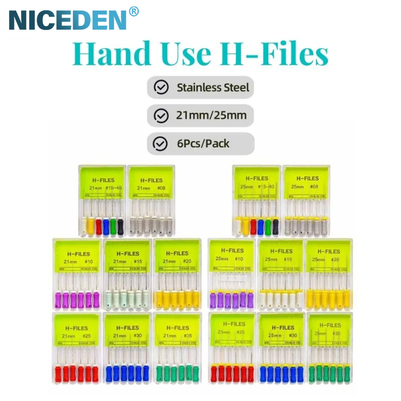 NICEDEN Dental endo files H Files 6pcs/pack 21/25mm Dental Endodontics ...
