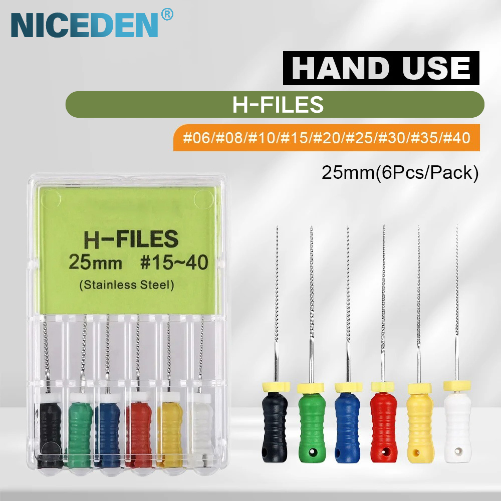 NICEDEN Dental endo files H Files 6pcs/pack 21/25mm Dental Endodontics ...