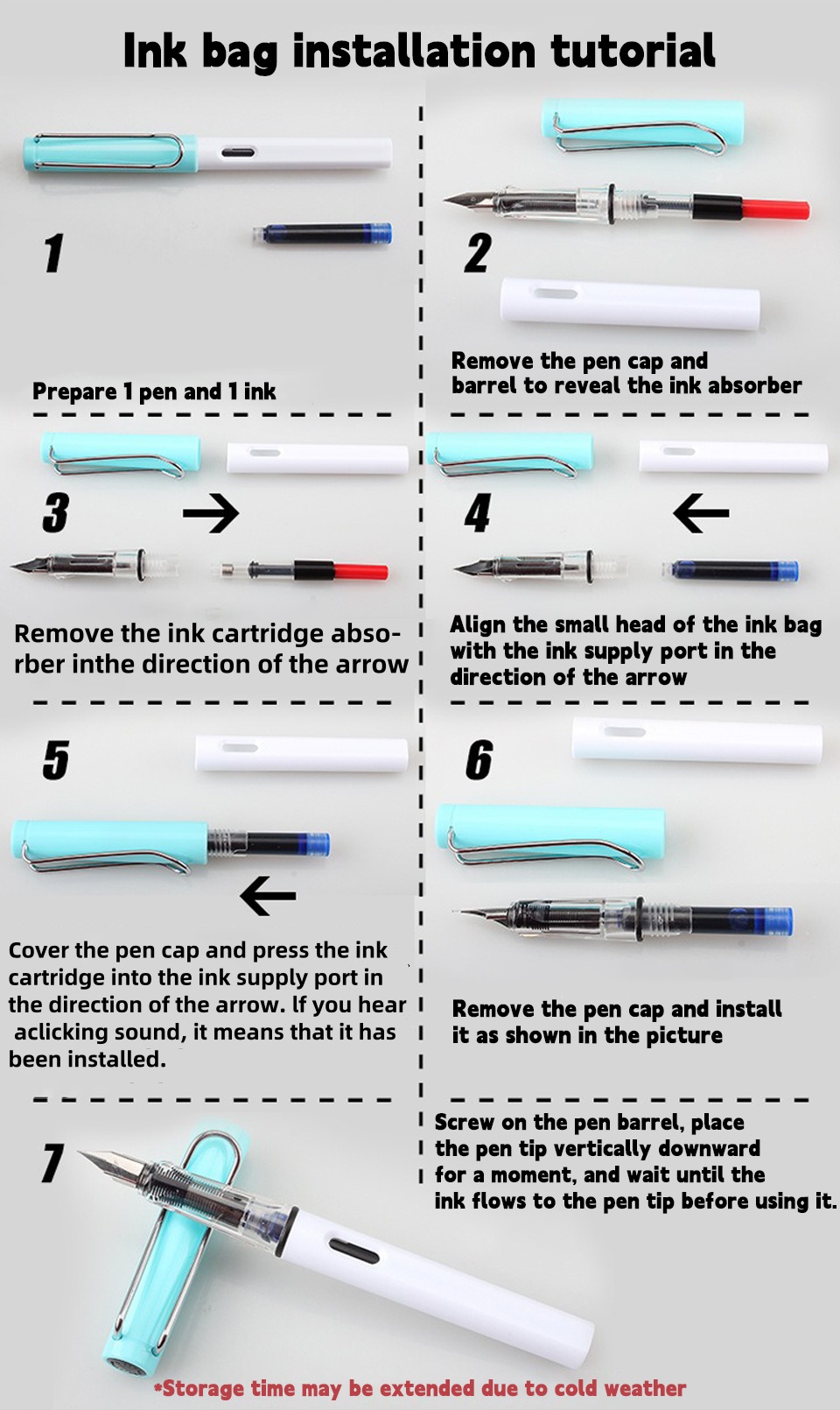 1 pen+10 ink Kawaii Fountain pen calligraphy fashionable Multi-function ...