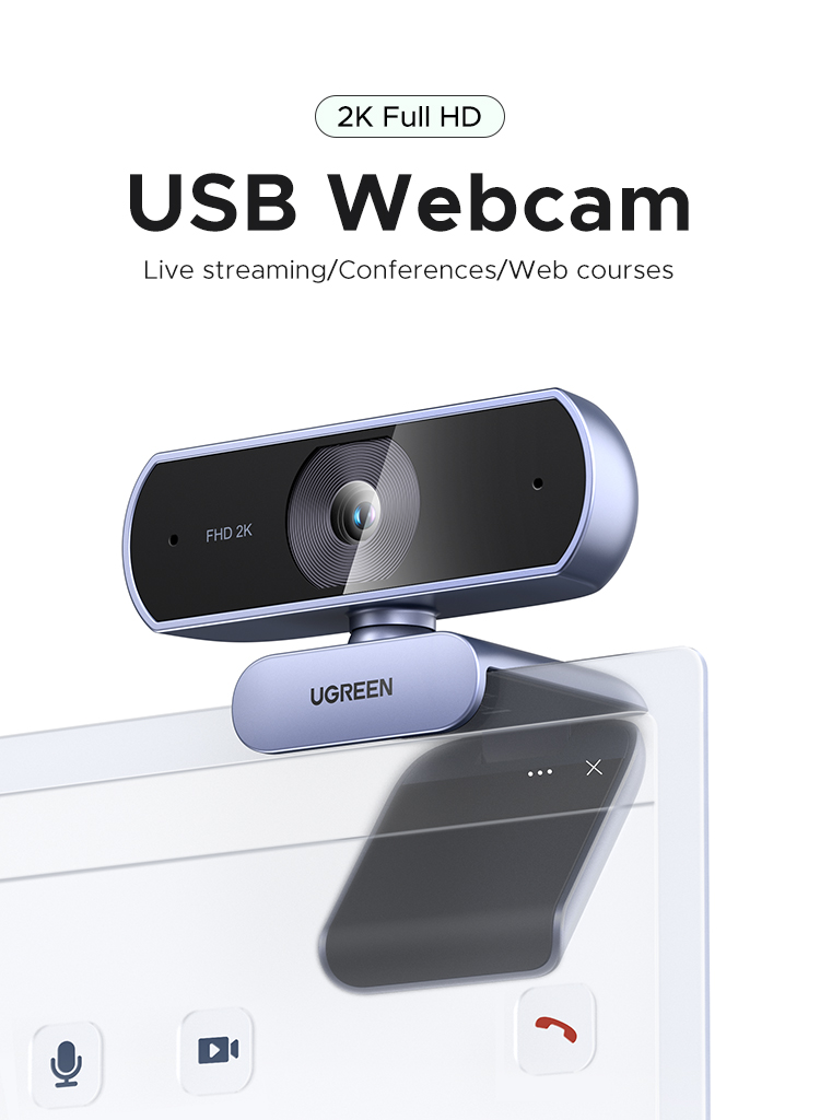 UGREEN USB Webcam 2K HD Mini Webcam For Laptop Computer Web Camera Dual ...