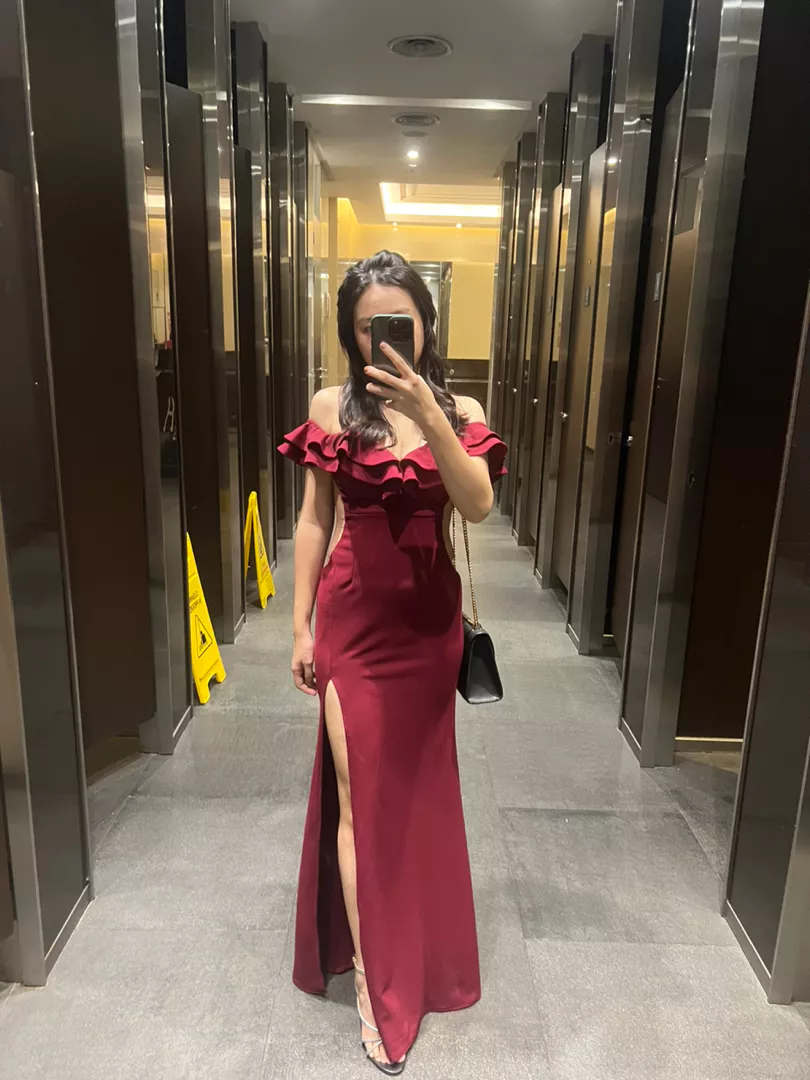 Korean Red Black Blue Elegant Prom Cocktail Civil Wedding Fishtail Dress Gown 1688 | Shopee ...